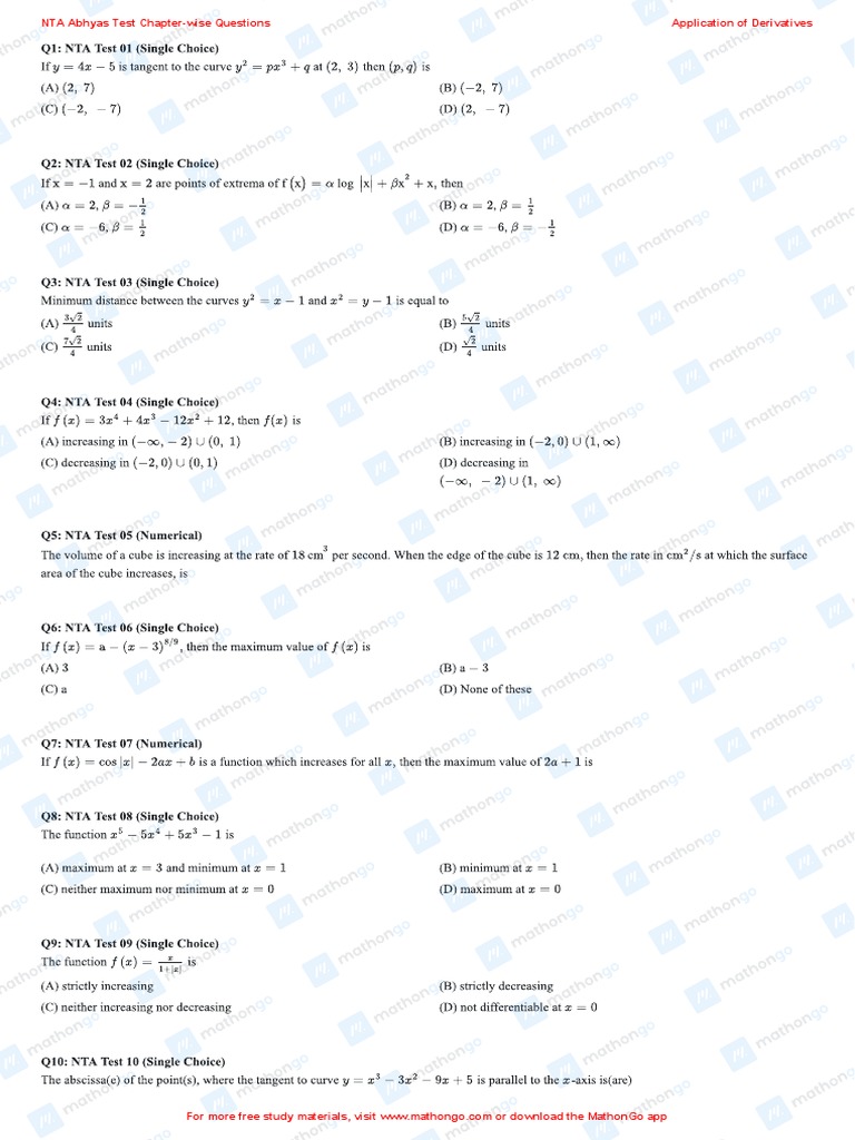 24 Application of Derivatives | PDF