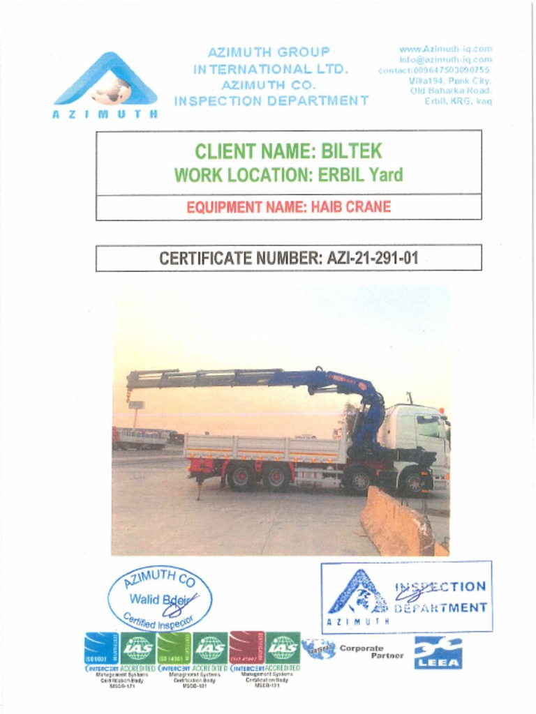 Hiab N1 Inspection Test Crane. | PDF