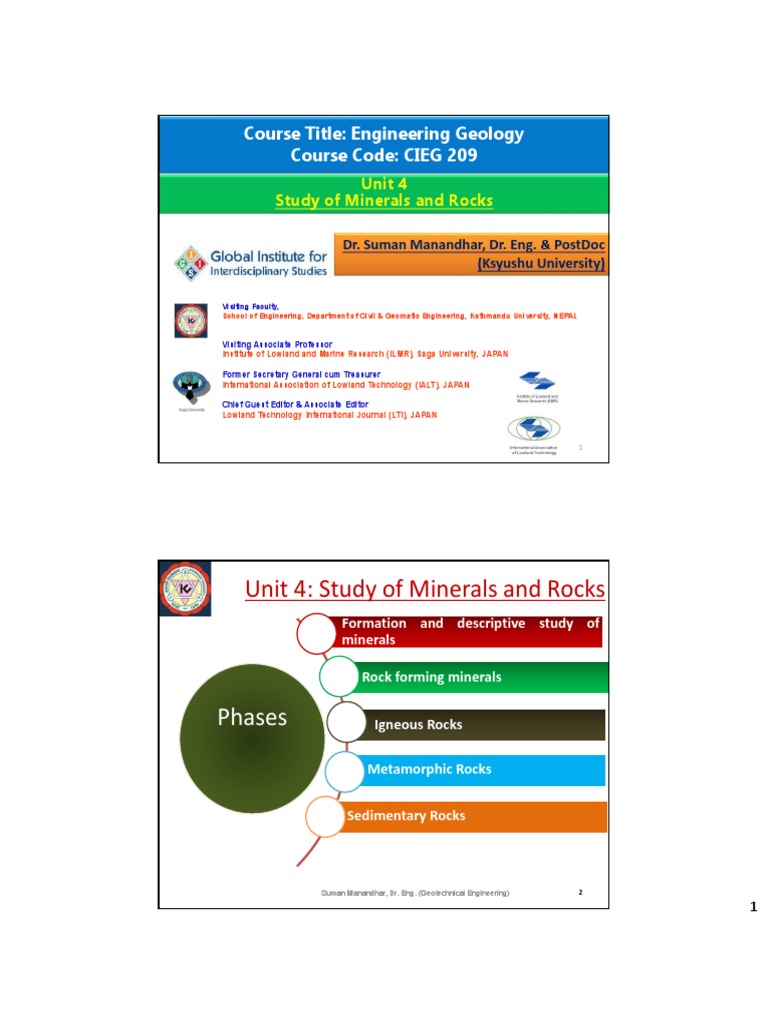 UNIT 4 - Study of Minerals and Rocks - Kathmandu University ...