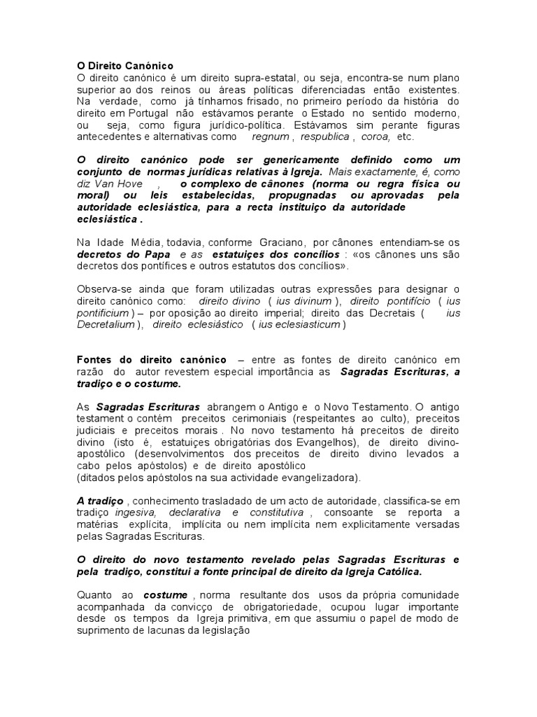O Direito Canónico | PDF | Direito Canônico | Papa