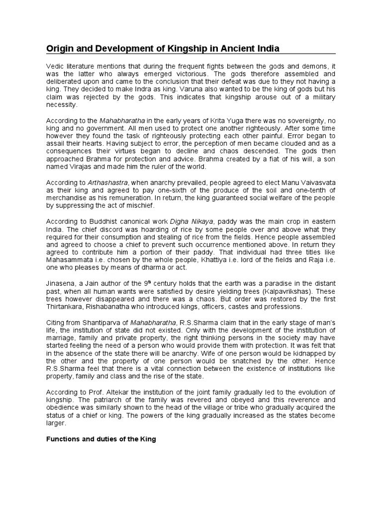 Origin and Development of Kingship in Ancient | PDF | Tyrant