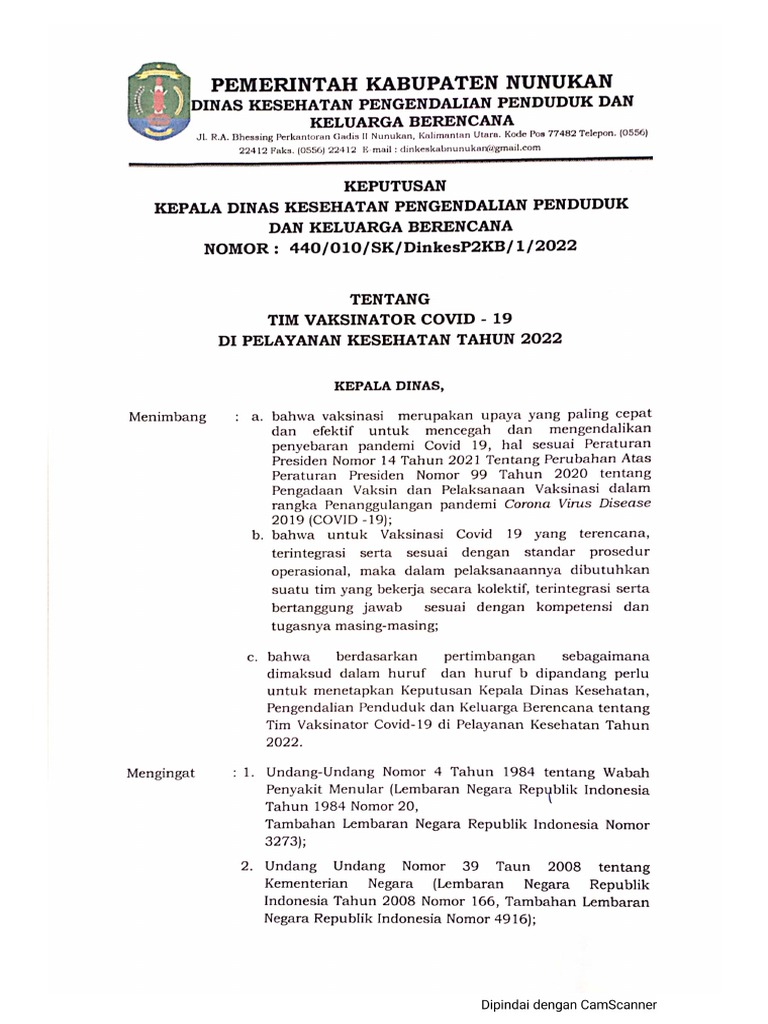 SK Tim Vaksinator THN 2022 | PDF