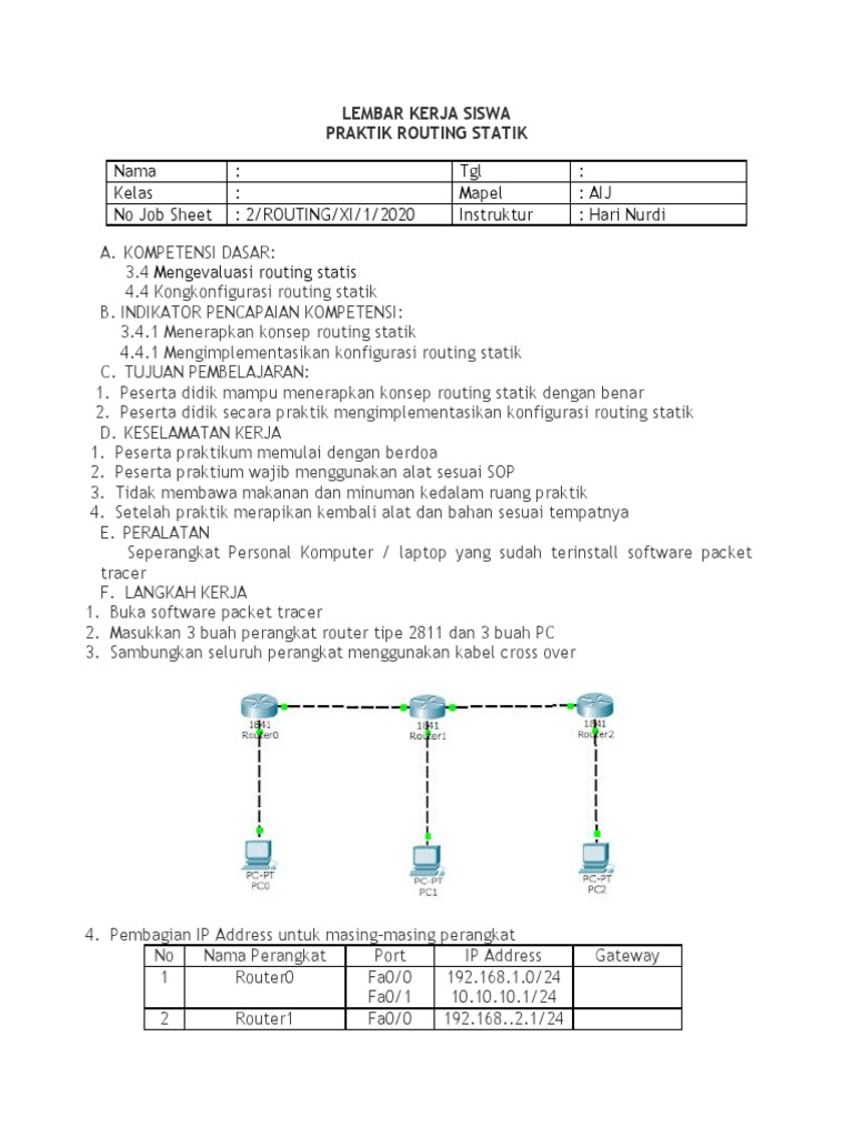 LEMBAR-KERJA Statik Routing | PDF