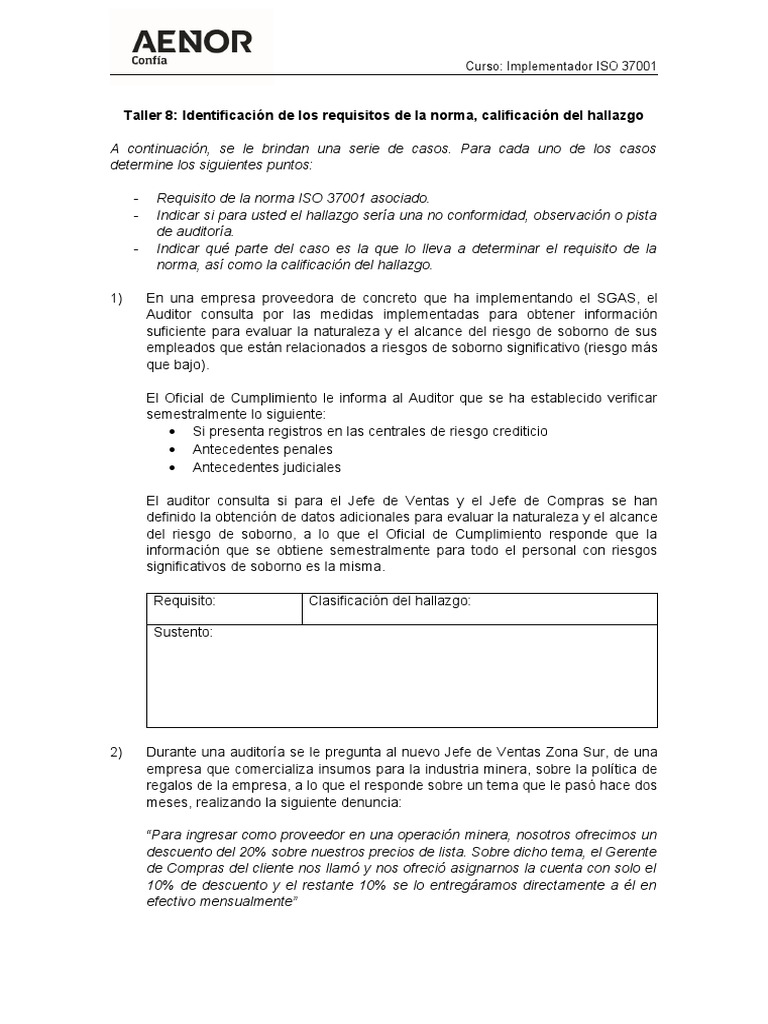 Taller 8 Identificaci N de Est Ndares de La Norma | PDF | Organización no gubernamental | Auditoría