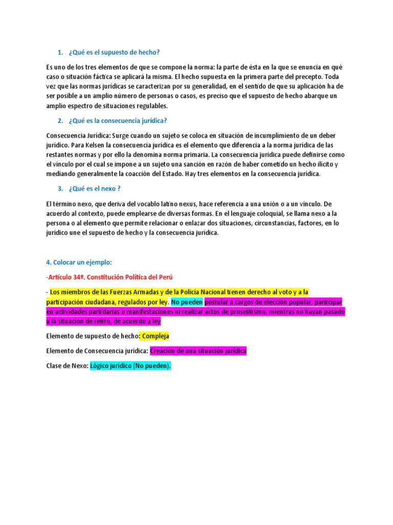Los elementos constitutivos de la norma jurídica: supuesto de hecho ...
