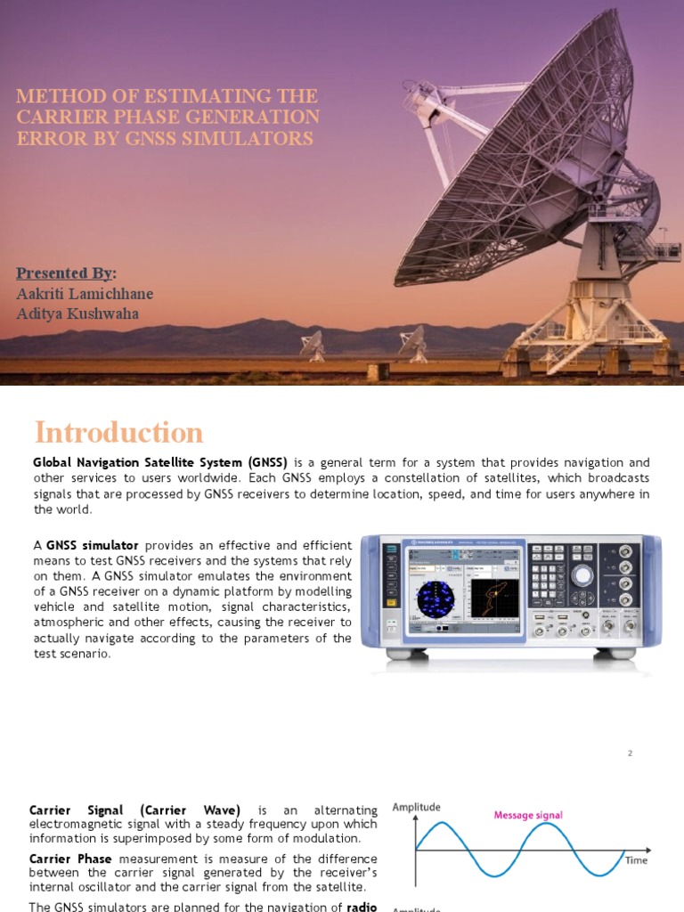 Method Of Estimating The Carrier Phase Generation Error By Gnss Simulators Pdf Phase Waves
