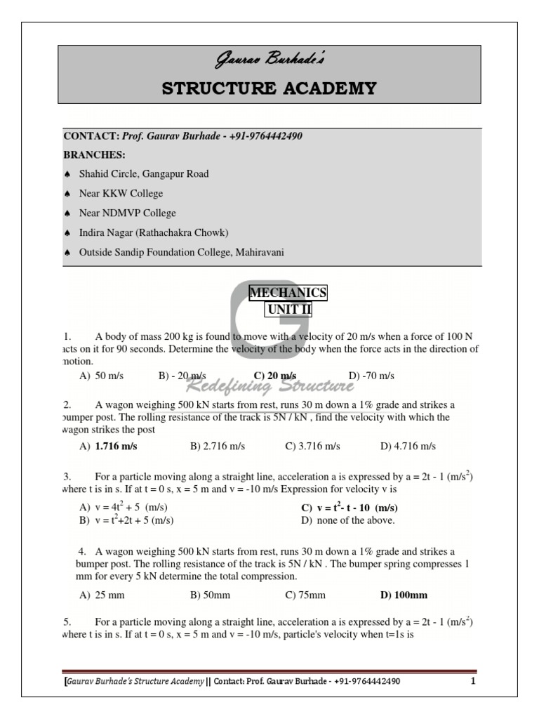 Unit II | PDF | Acceleration | Force