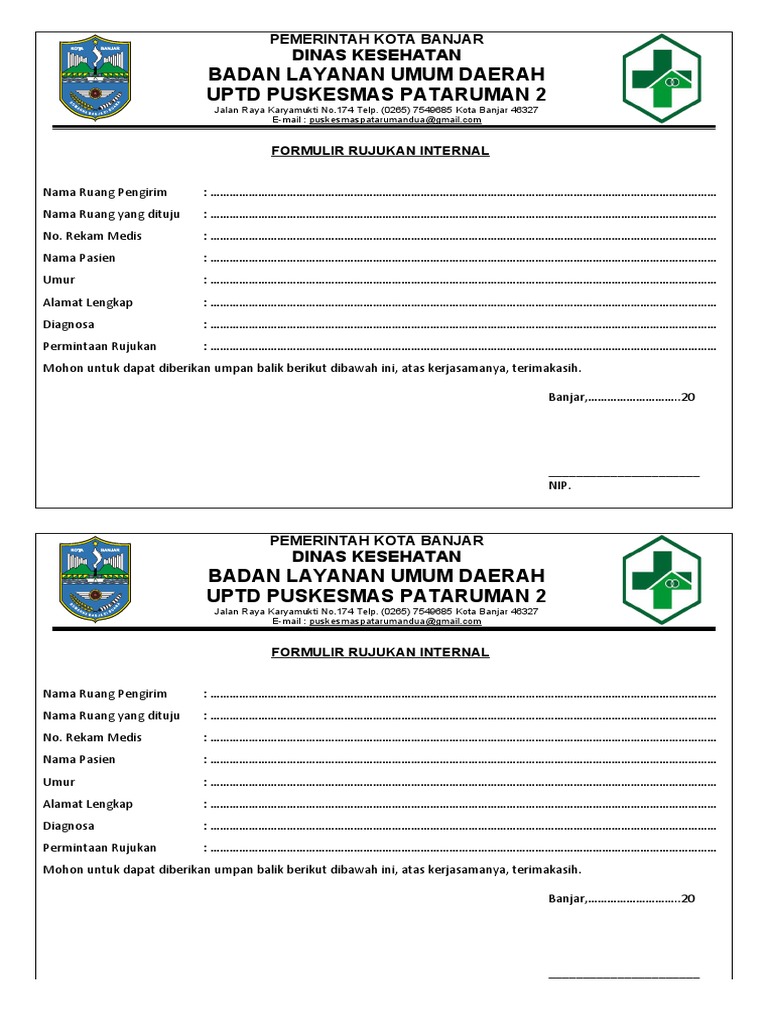 Form Rujukan Internal | PDF
