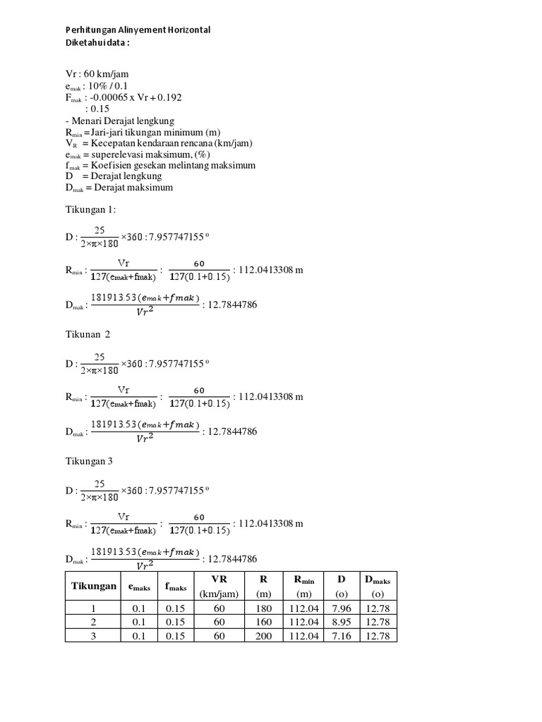 Perhitungan Alinyement Horizontal | PDF