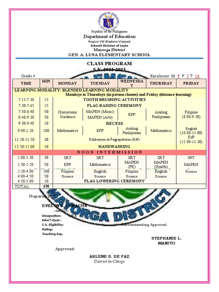 Mono Class Program G4!6!2022 2023 | PDF | Schools