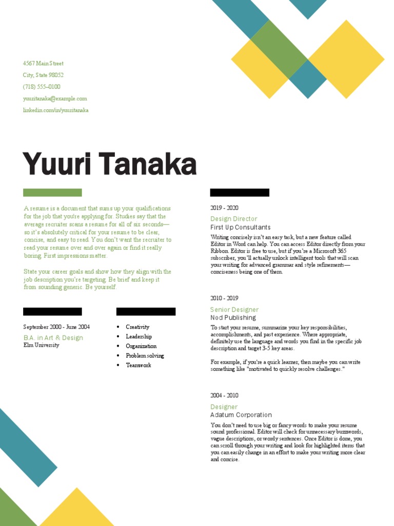 Yuuri Tanaka: Design Director | PDF | Résumé | Leadership