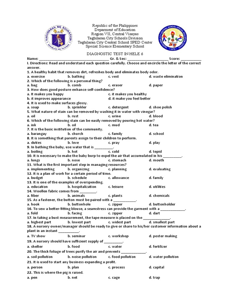 Diagnostic Text Hele 6 | PDF