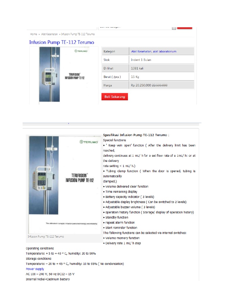 Spesifikasi Infus Pump | PDF
