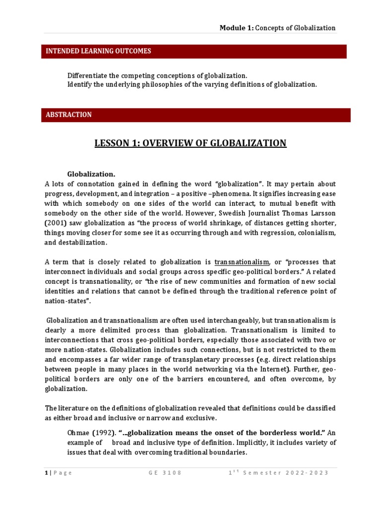 M1L1 Contemporary World | Descargar gratis PDF | Globalization | Capitalism