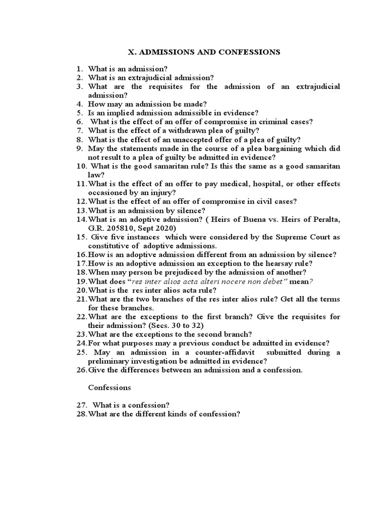 XI. Admissions and Confessions | PDF | Social Science | Law