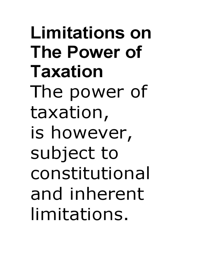 Limitations On The Power of Taxation | PDF | Taxes | Tax Exemption