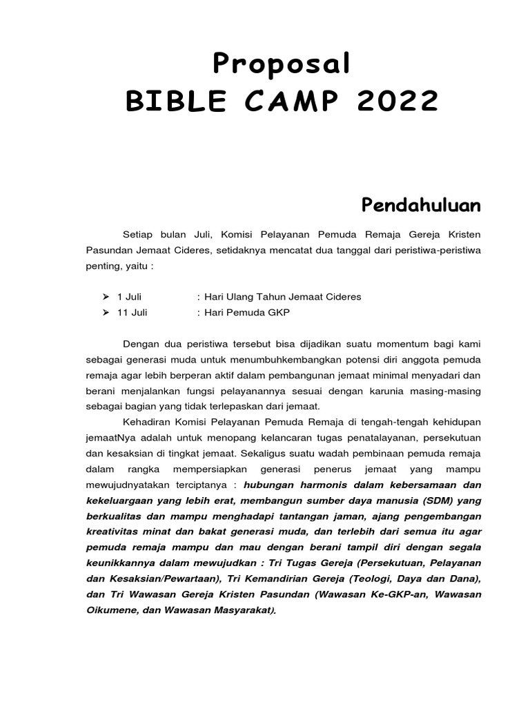 Proposal Bible Camp 2022 | PDF