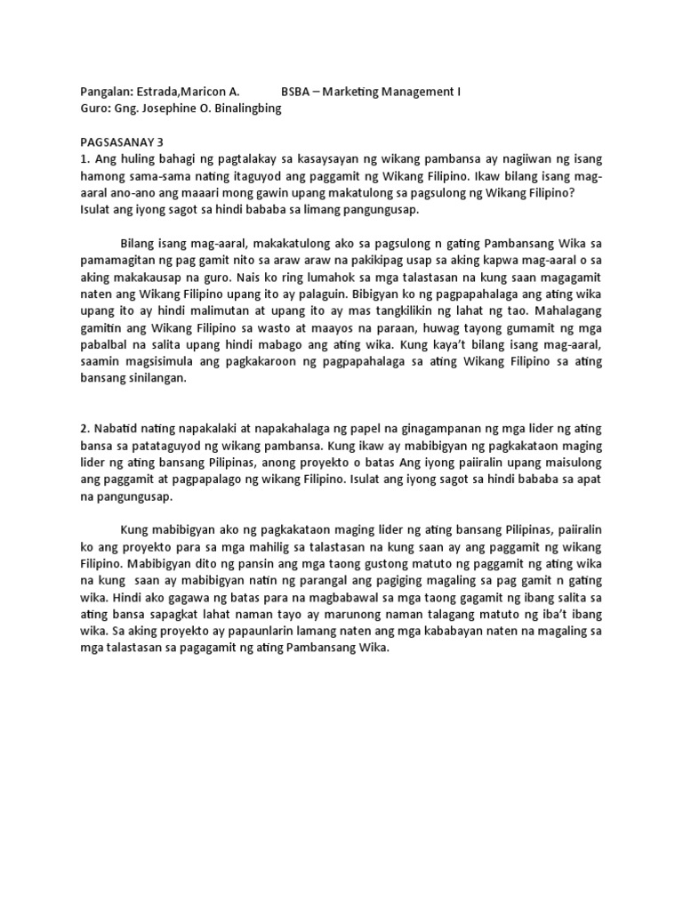 Estrada Maricon Pagsasanay3 | PDF