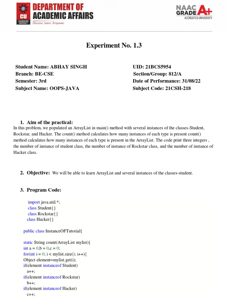 5954 Exp-1.3 (Java) | PDF | Computer Programming | Object Oriented Programming