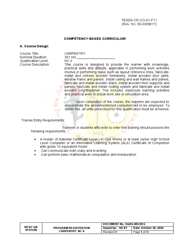 CARPENTRY NC II For UTPRAS NEW 2019 | PDF | Educational Assessment ...