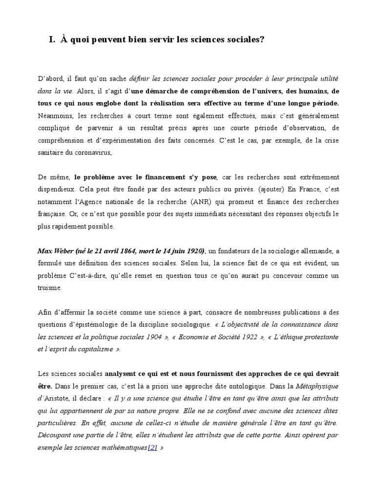 Définition et utilité des sciences sociales | PDF | Science | Ethnographie