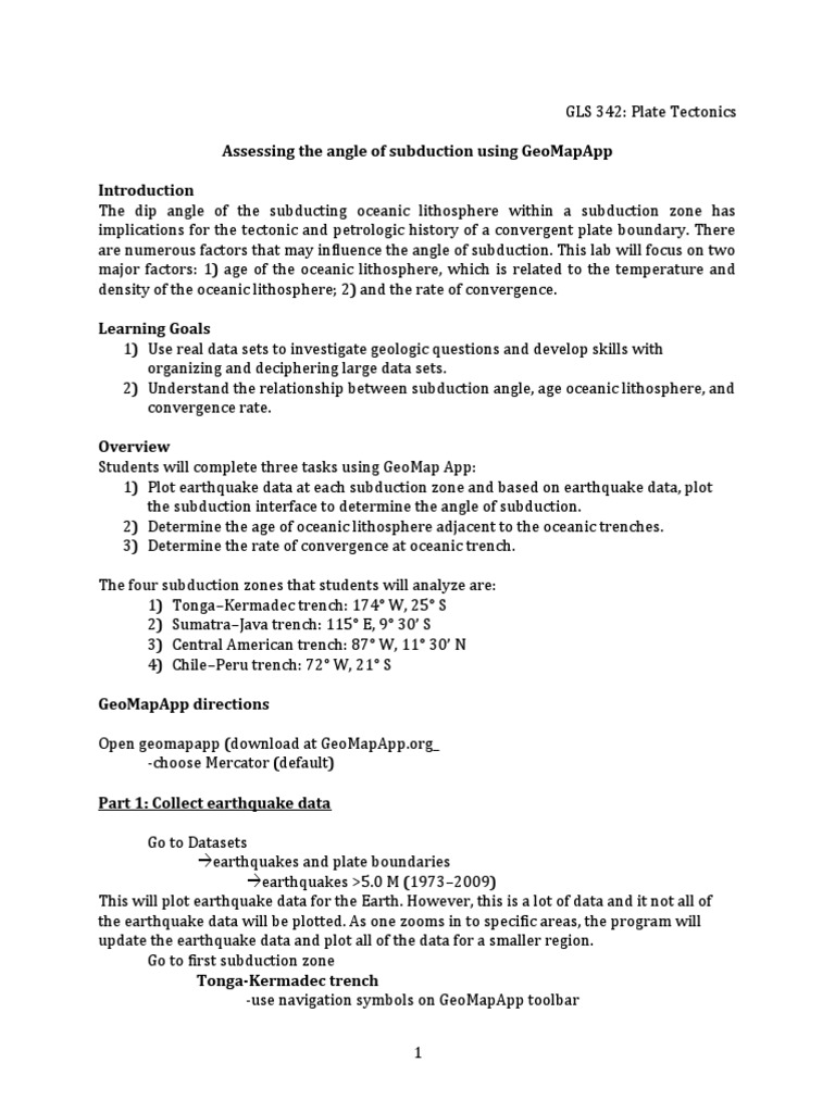 Subduction Angle Platetectonic | PDF | Plate Tectonics | Earthquakes