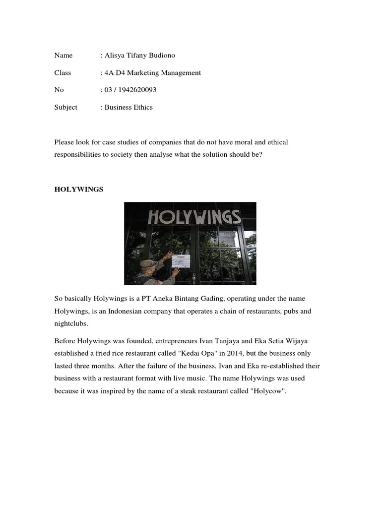 Business Ethics Case Study Analysis | PDF