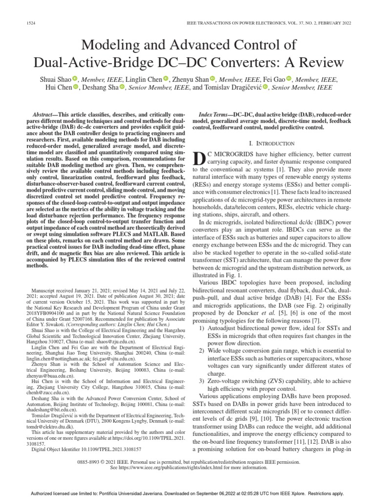 Modeling and Advanced Control of Dual-Active-Bridge DCDC Converters A ...