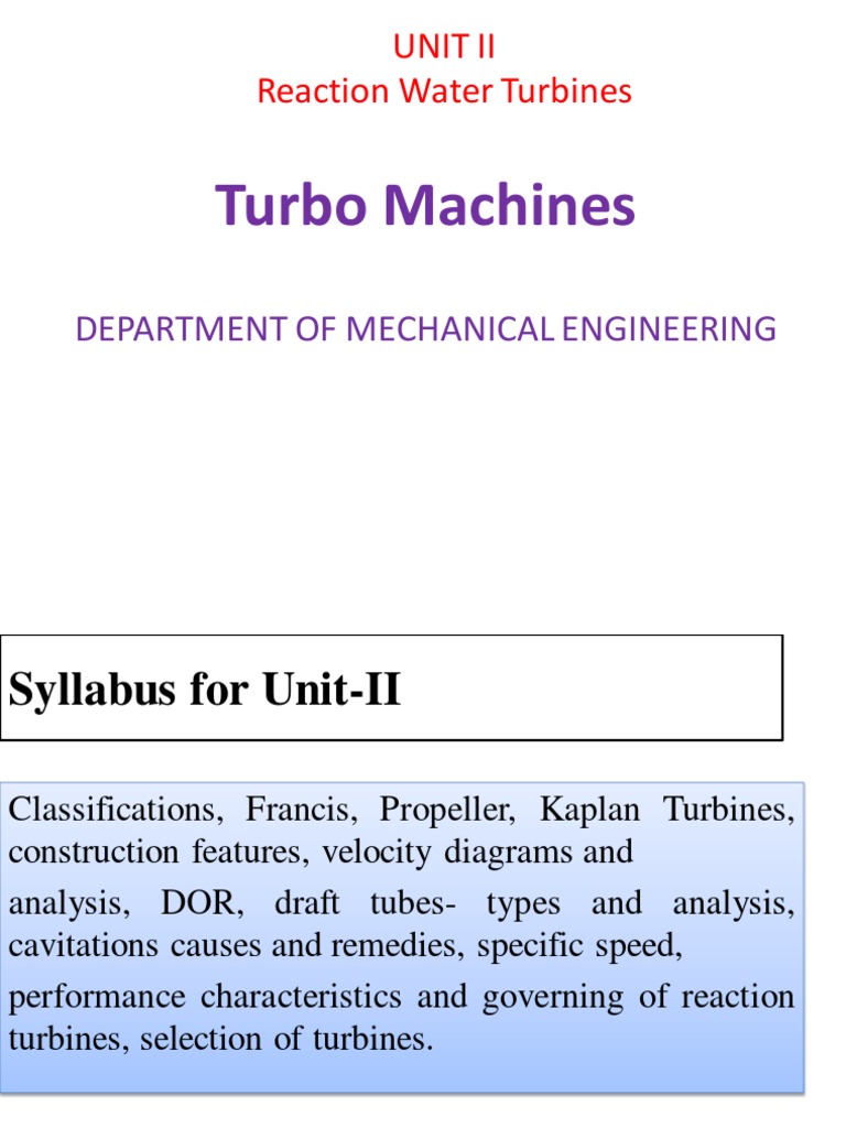 UNIT II Reaction Turbine FDP | PDF | Turbine | Energy Conversion