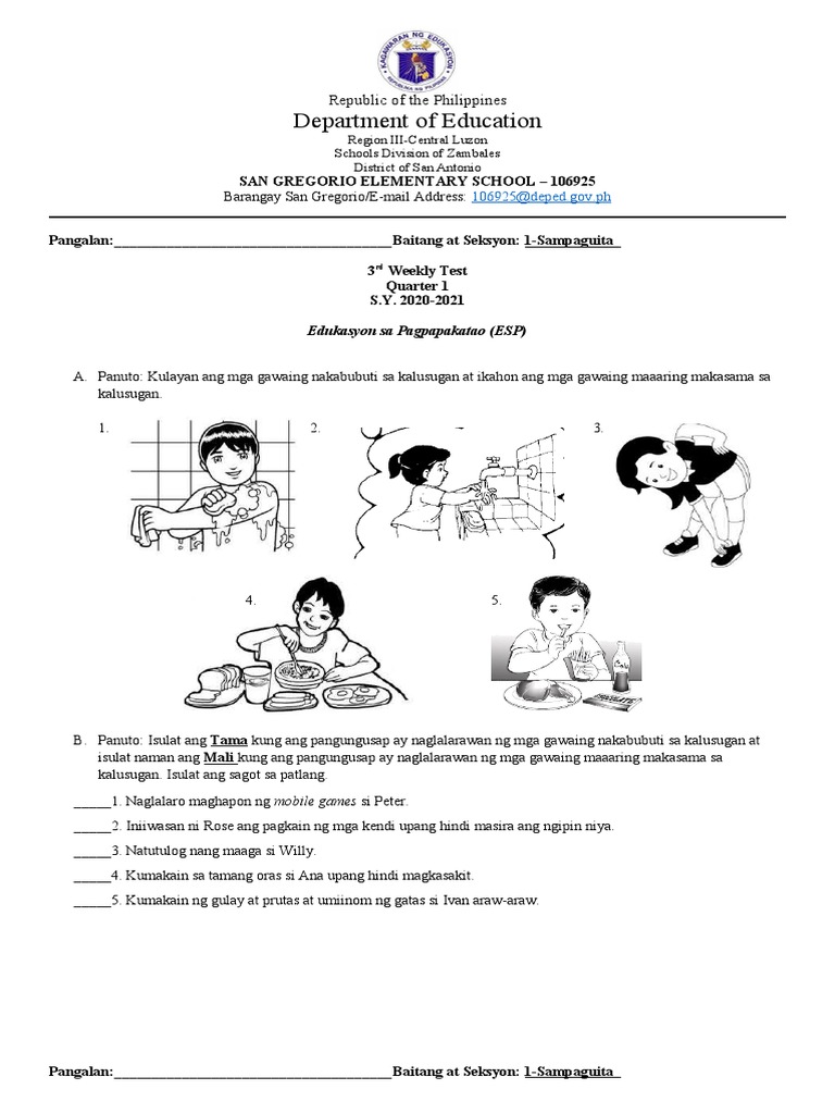 Weekly Test 3 With TOS | PDF