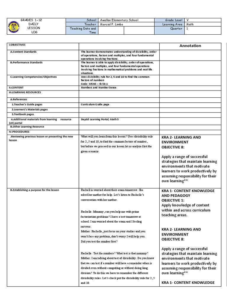 Lesson Plan Divisibility | PDF | Learning | Teachers