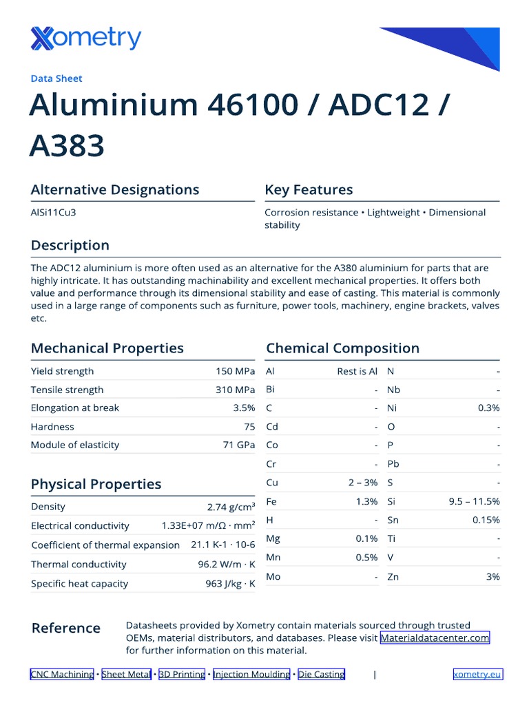 Aluminium ADC12 | PDF | Aluminium | Strength Of Materials