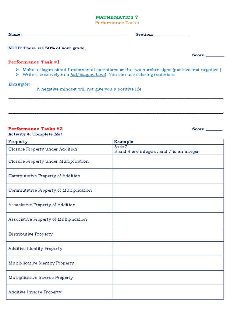 Performance Task | PDF | Numbers | Multiplication