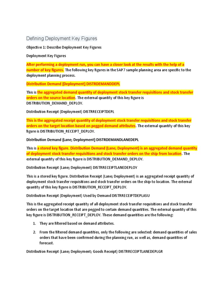 Defining Deployment Key Figures | PDF