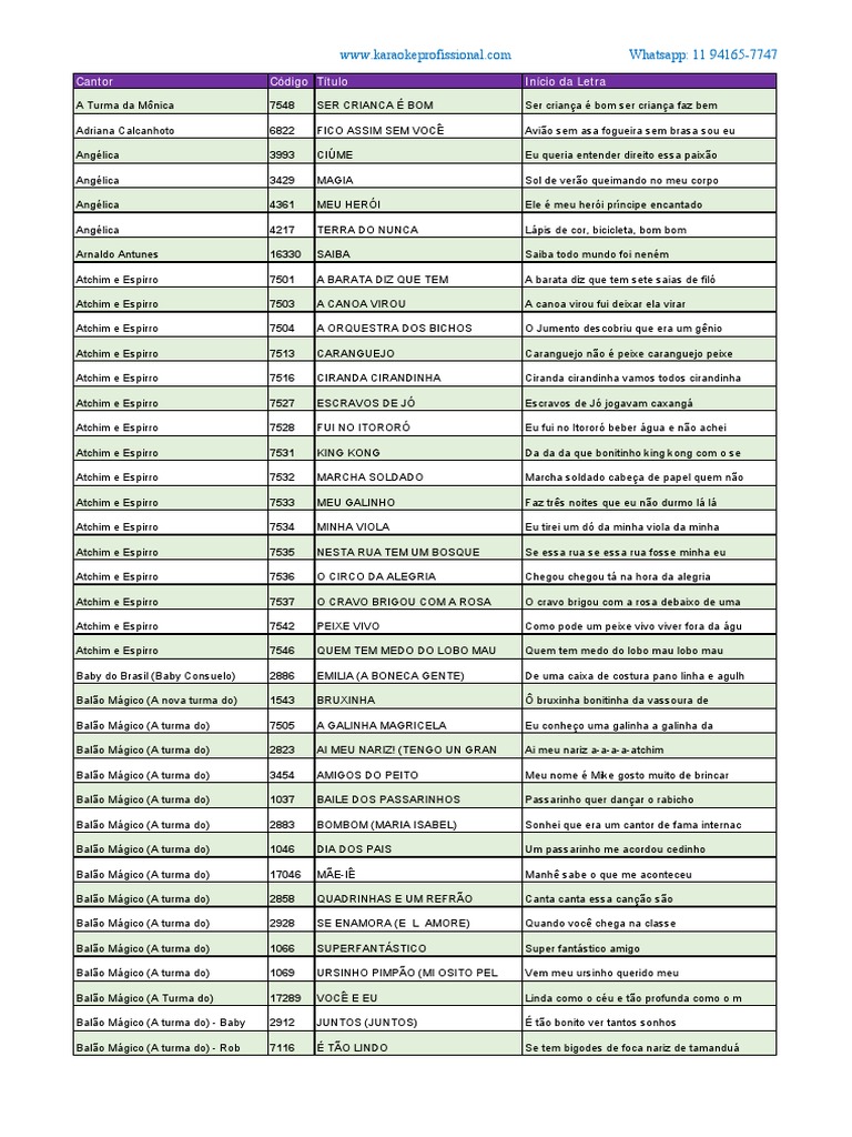 Lista Infantil | PDF