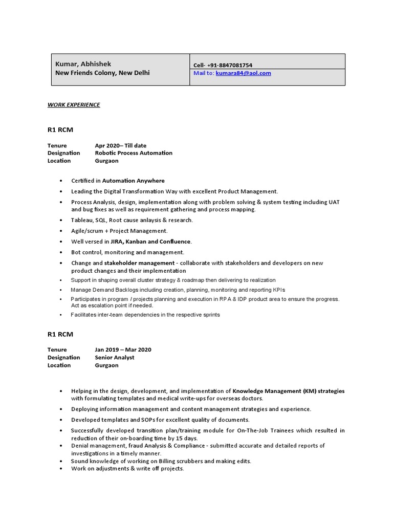 Robotic Process Automation Expert Resume | PDF | Electronic Health ...