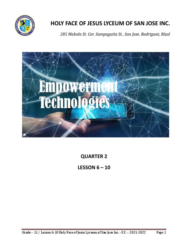 EMPOWERMENT TECHNOLOGIES Lesson 6 10 New | PDF | Infographics | World ...