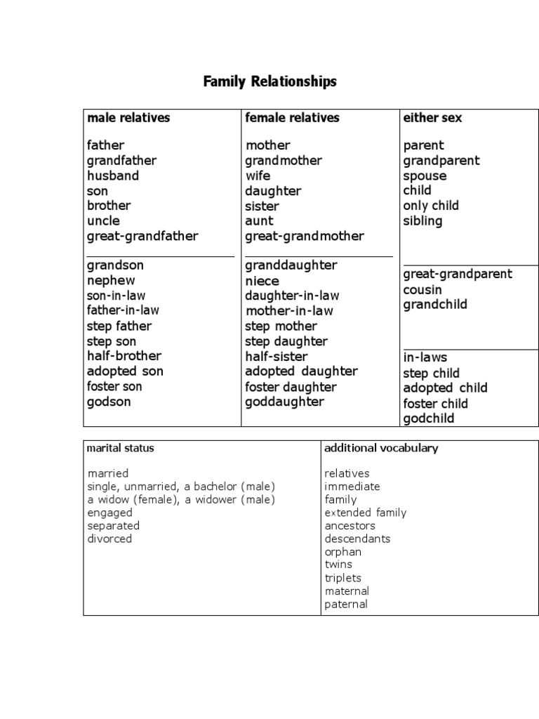 Family Relationships | Download Free PDF | Family | Grandparent