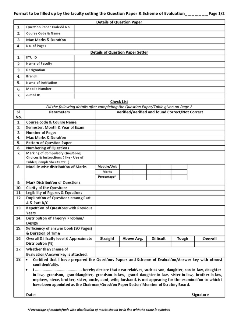 002QP - Checklist QP Setting - MBA | PDF