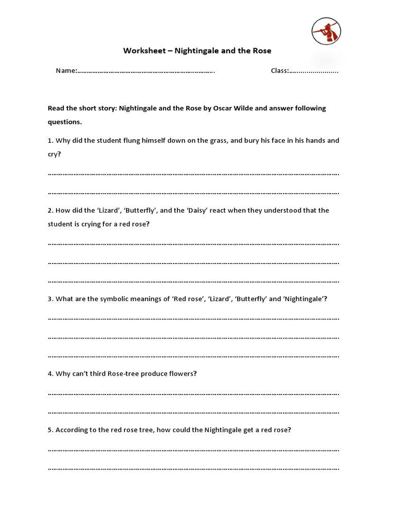 Nightingale and the rose worksheet | PDF
