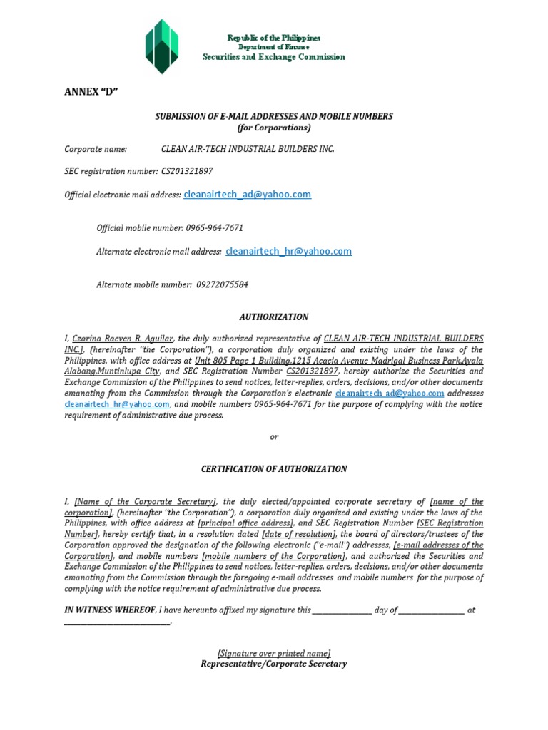 2020form - MC28s2020 Annexes D To G | Download Free PDF | U.S ...