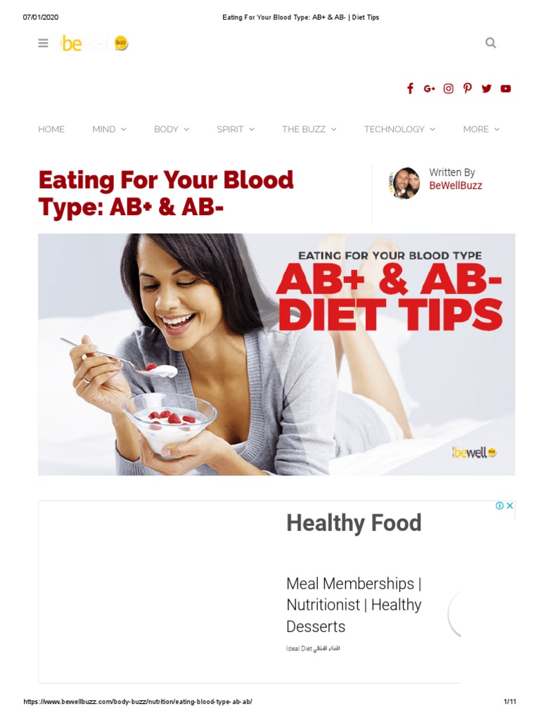 Eating For Your Blood Type - AB+ & AB - Diet Tips | Download Free PDF ...