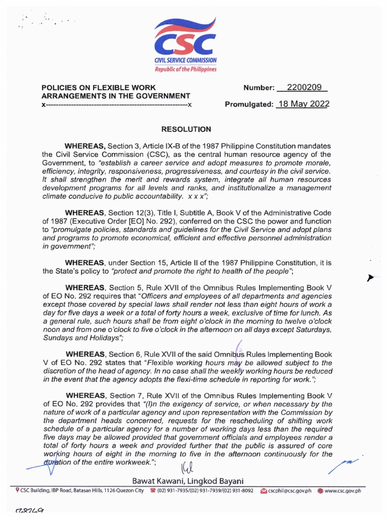 CSC Memorandum 2200209 18 May 2022 | PDF