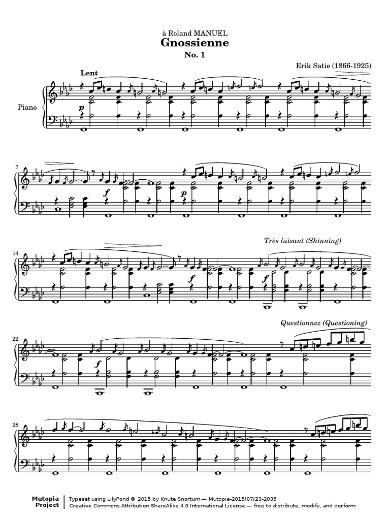 Erik Satie - Gnossienne 1 | PDF