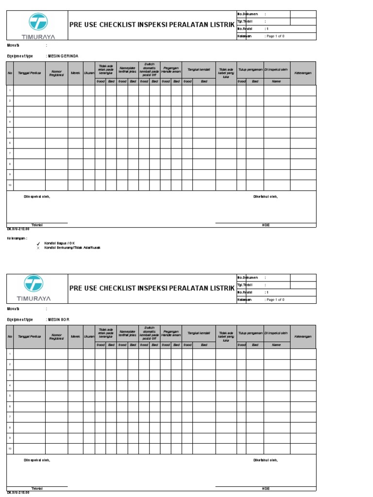 Ceklist Alat Kerja | PDF