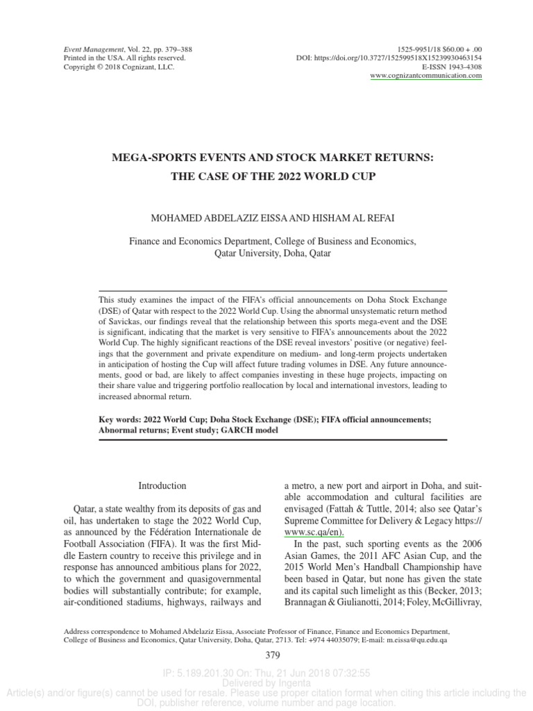Mega-Sports Events and Stock Market Returns: The Case of The 2022 World ...