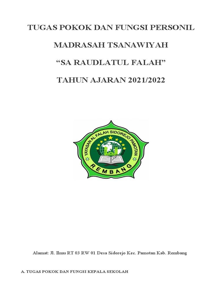 Tugas dan Fungsi Personil MTs | PDF | Karier & Perkembangan