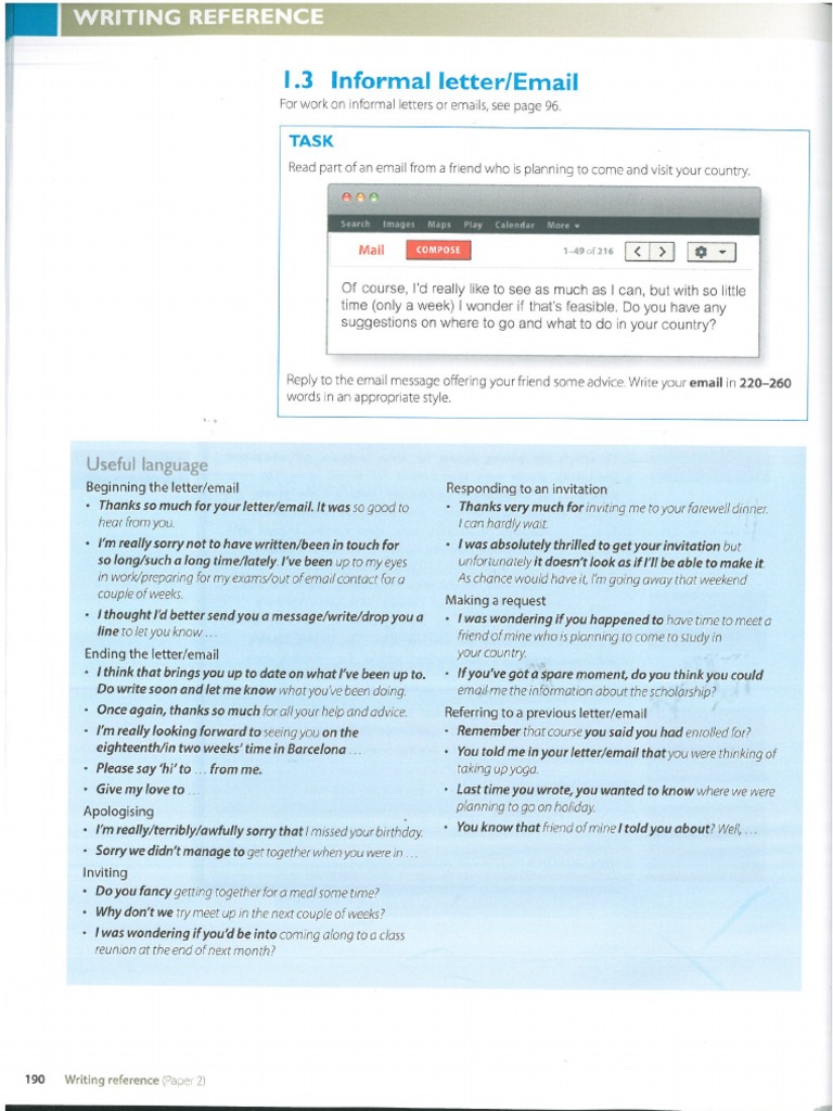 Informal_Letter_Samples_CAE | PDF | Question | English Language