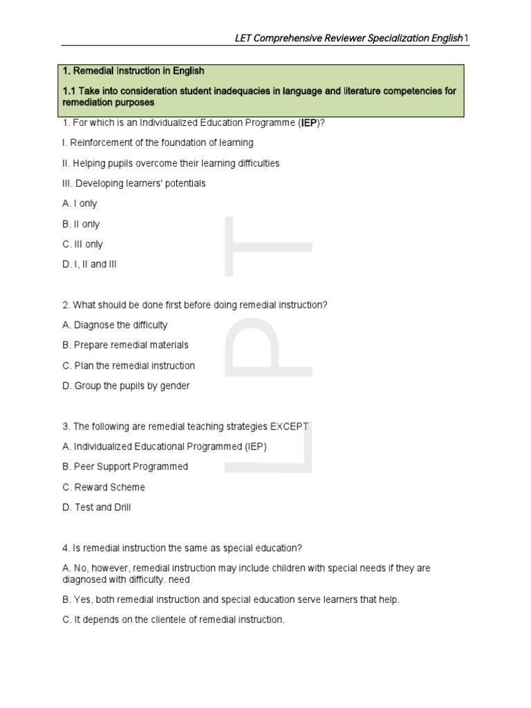 Major in English With Answers | PDF | Second Language Acquisition ...