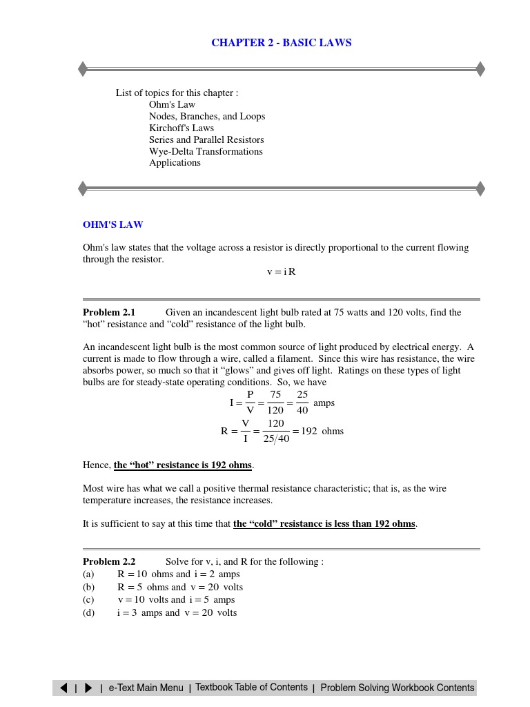 Chapter 2 - Basic Laws: Ohm'S Law | PDF | Series And Parallel Circuits ...